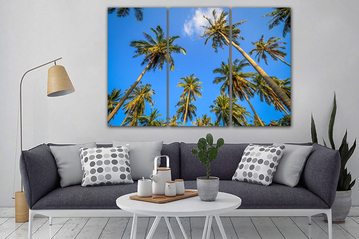 Palm Canvas Palm Tree Wall Art Palm Leaves Art Green Wall - Etsy