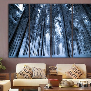 Tree in Snow Wall Art Canvas Forest Decor Trees Poster Frozen Landscape ...