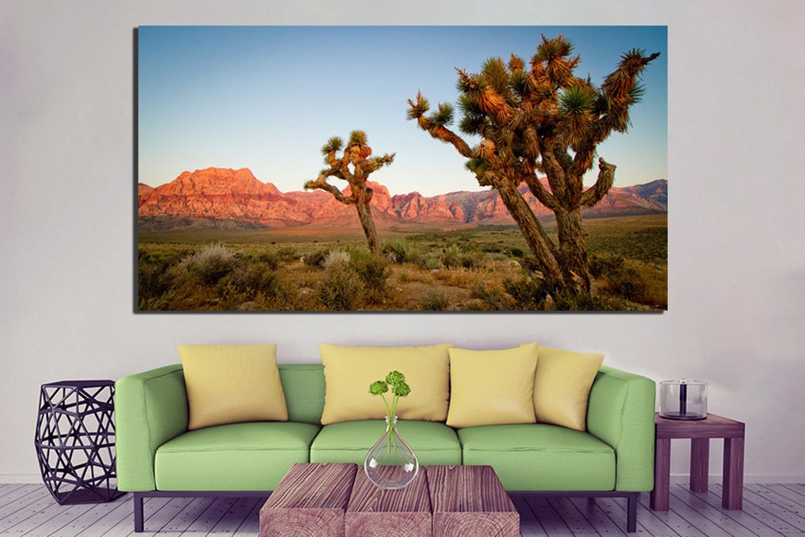 Red Mountain Art Print on Canvas Nature Print Landscape Decor ...
