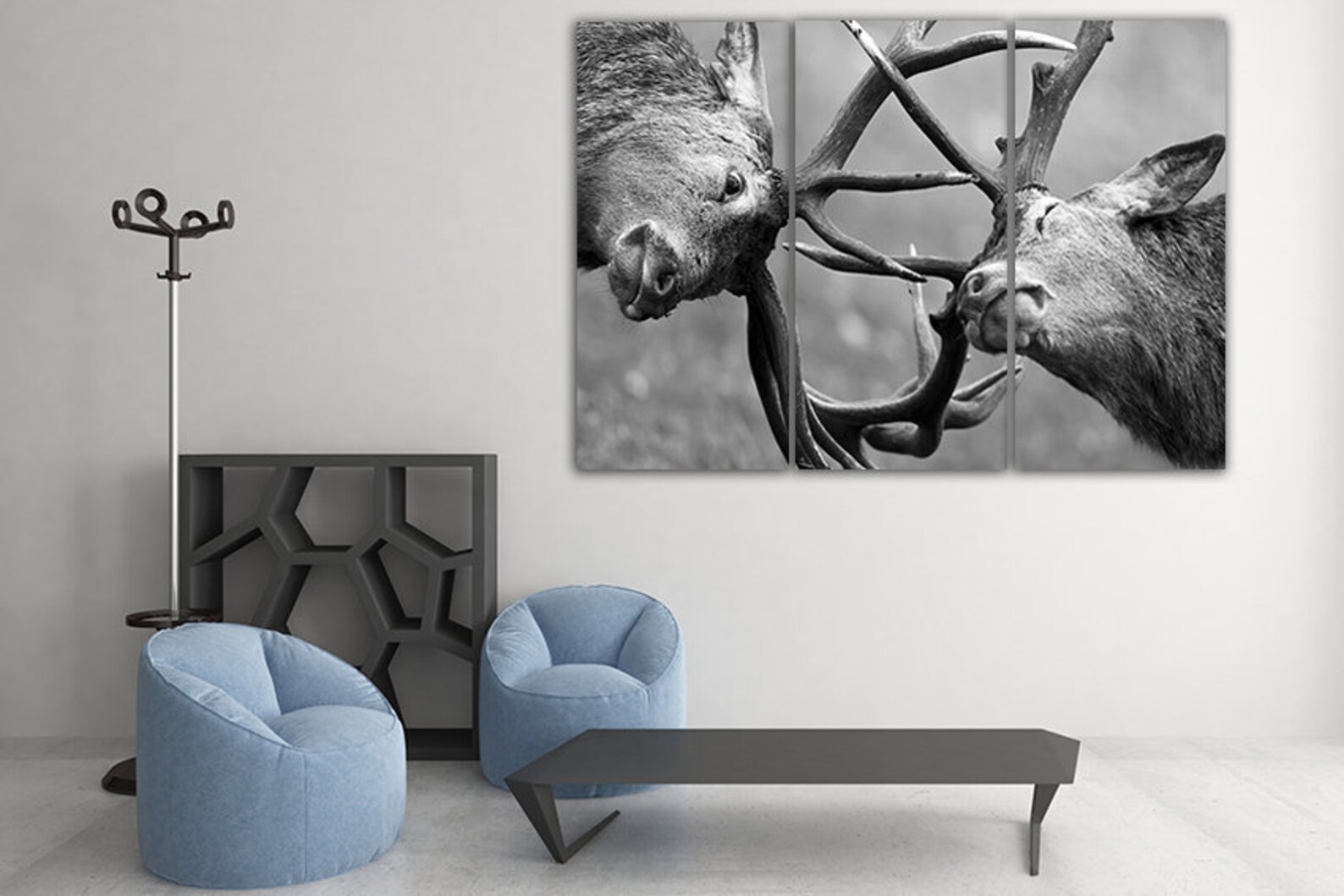 Stag Canvas Large Wall Art Deer Decor Animal Wall Art Deer Fight ...