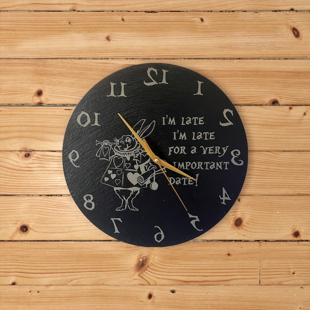 Wow Beautiful Slate Engraved Clock Depicting Alice in - Etsy