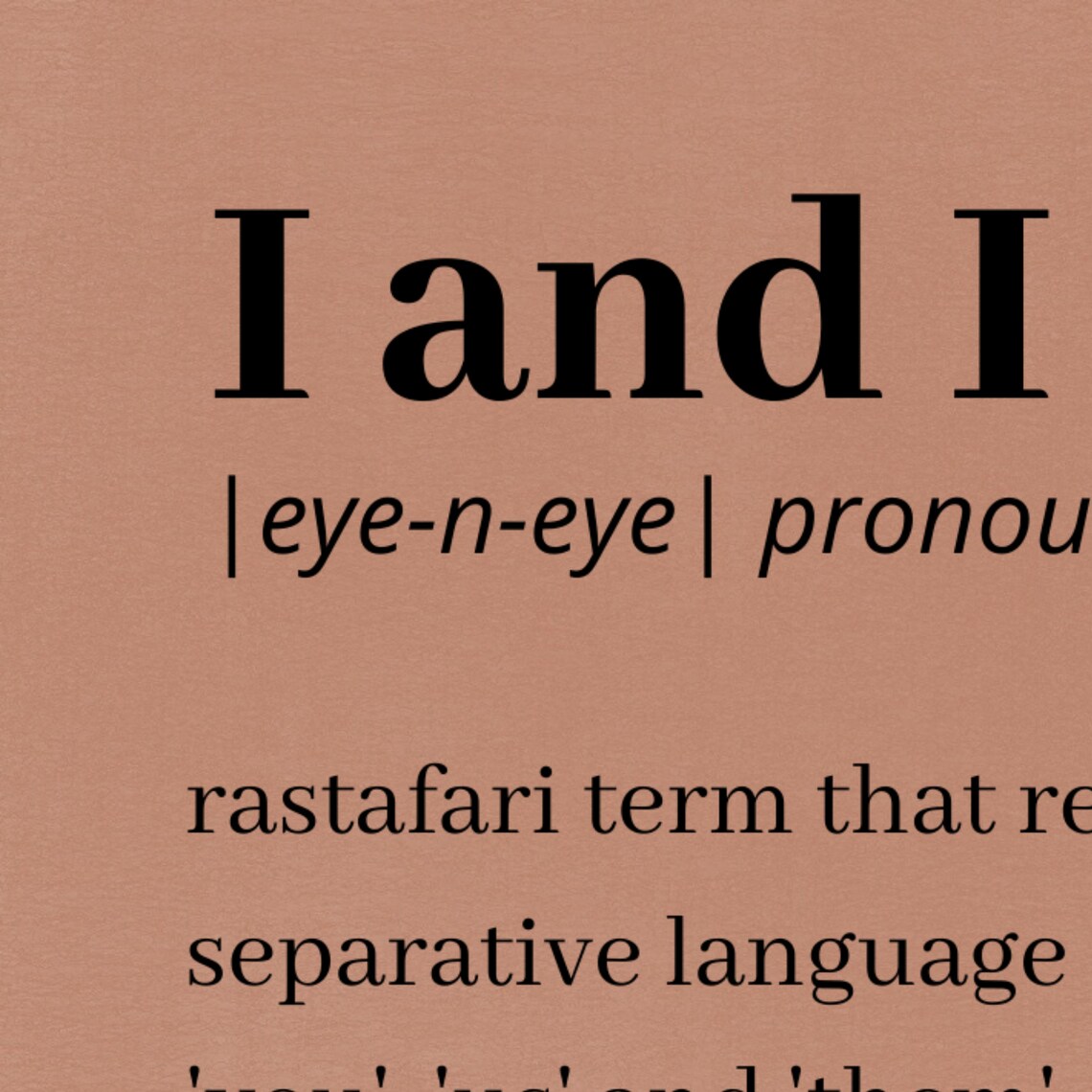 I and I Definition Poster Rastafari Rasta Spiritual Wall | Etsy