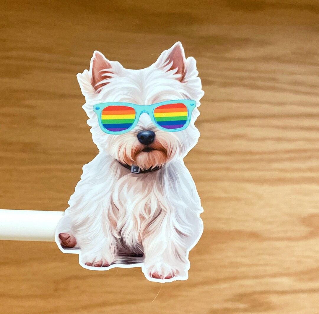 Dog Stickers Cute Dogs in Rainbow Glasses Schnauzer Sticker Westie ...
