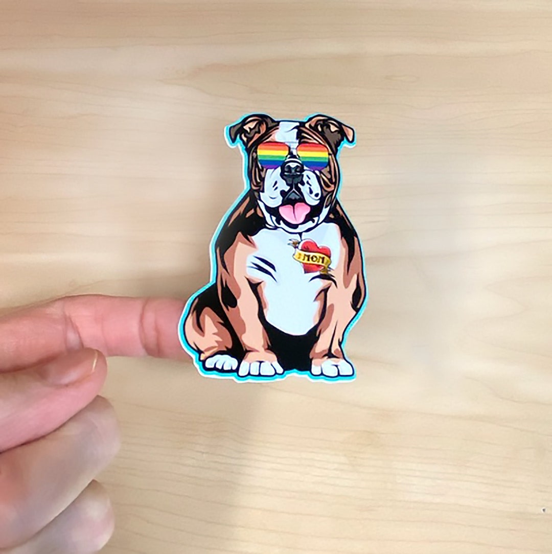 Cute Dog Sticker English Bulldog Sticker Dog With Rainbow Glasses and ...