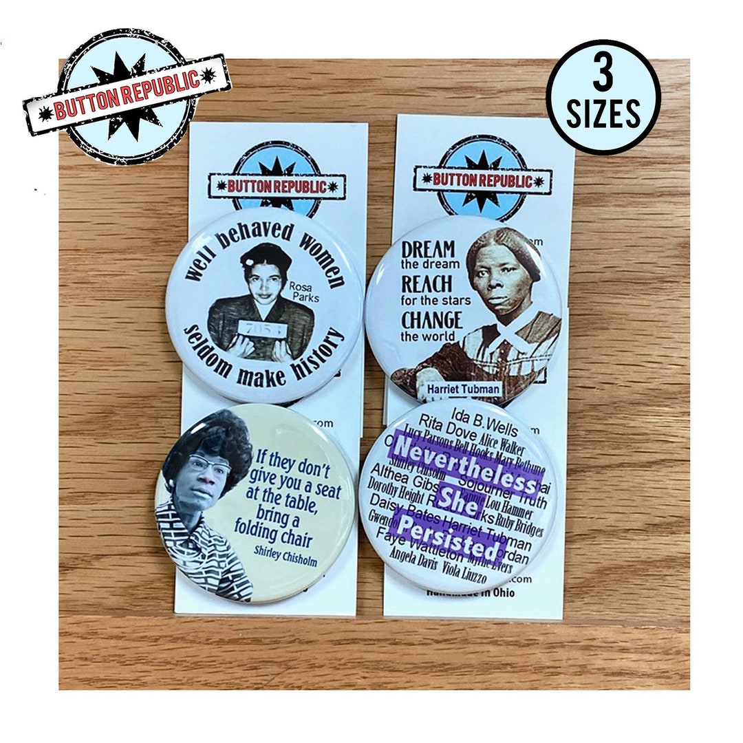 Black History Pins: Rosa Parks, Harriet Tubman, Shirley Chisholm (set ...