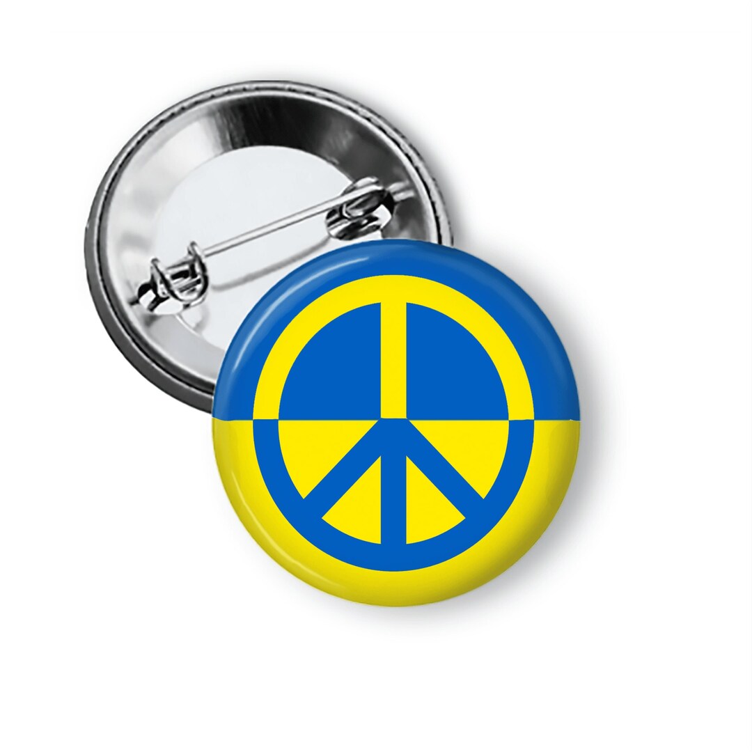Peace Sign Ukrainian Flag Colors Stand With and Support Ukraine Pin ...