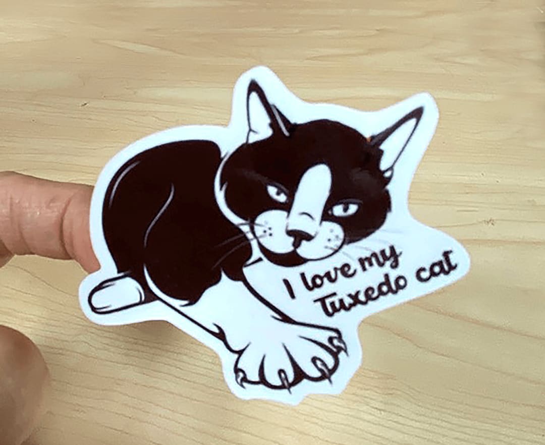 Cute Cat Sticker Tuxedo Cat Lovers Tuxie Black and White Cat Sticker ...