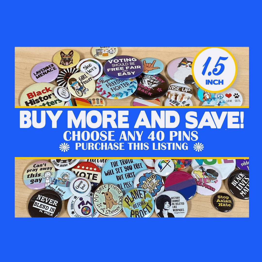 LGBTQ, BLM, Feminist, Leftist Campaign Buttons: 1.5 Inch Pinback Badges ...