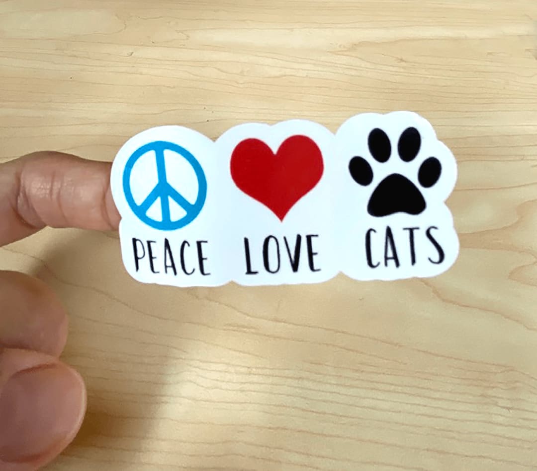 Peace Love Cats Sticker for Cat Lovers and Crazy Cat People Gift S60 - Etsy
