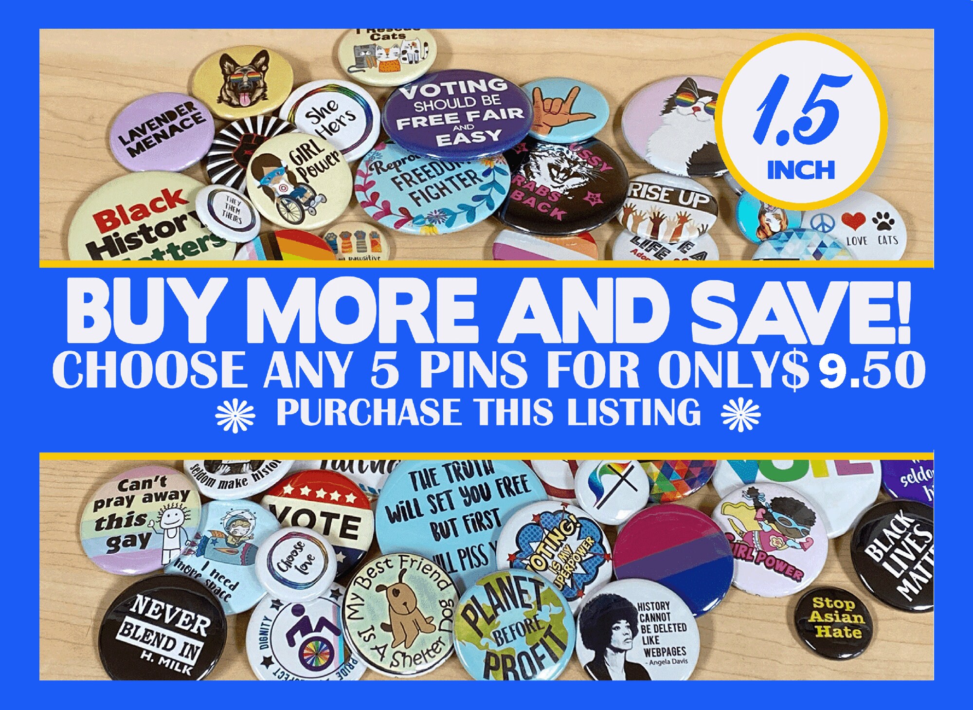 LGBTQ Pride BLM Feminist Campaign Protest Pins Pinback Buttons - Etsy