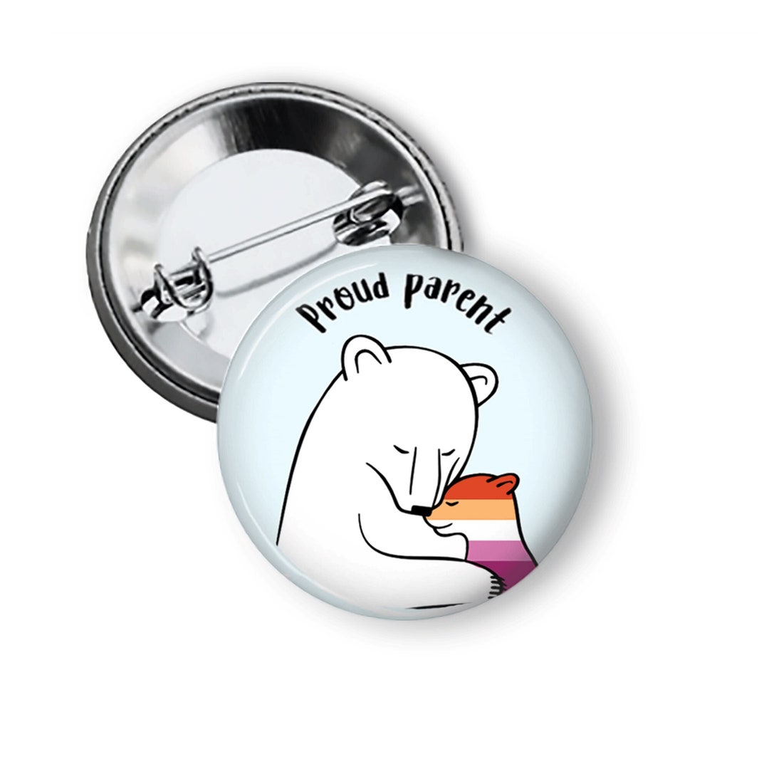 LGBTQ Proud Parent Pin Mama Bear and Cub Gay Ally Lesbian Pride Flag ...