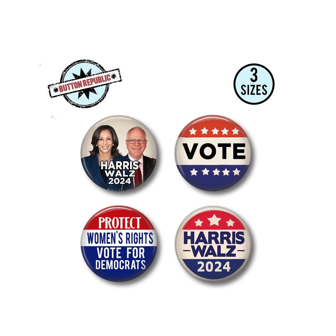 Buy Kamala Harris Tim Walz Campaign Button Set 2024 Presidential ...