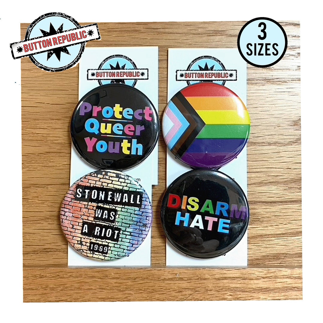 LGBTQIA Pin Set of 4 Gay Pride Pins Protect Queer Youth Buttons ...