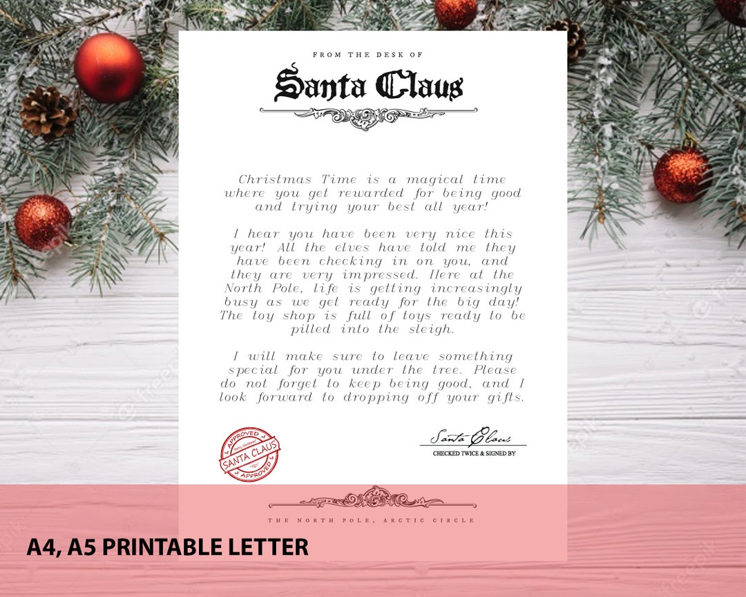 Letter From Santa, Christmas Letter, Printable Letter From Santa ...