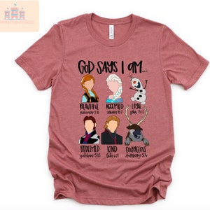 Frozen Elsa Disney Religious Shirt,god Says I Am,disney Princess Bible ...
