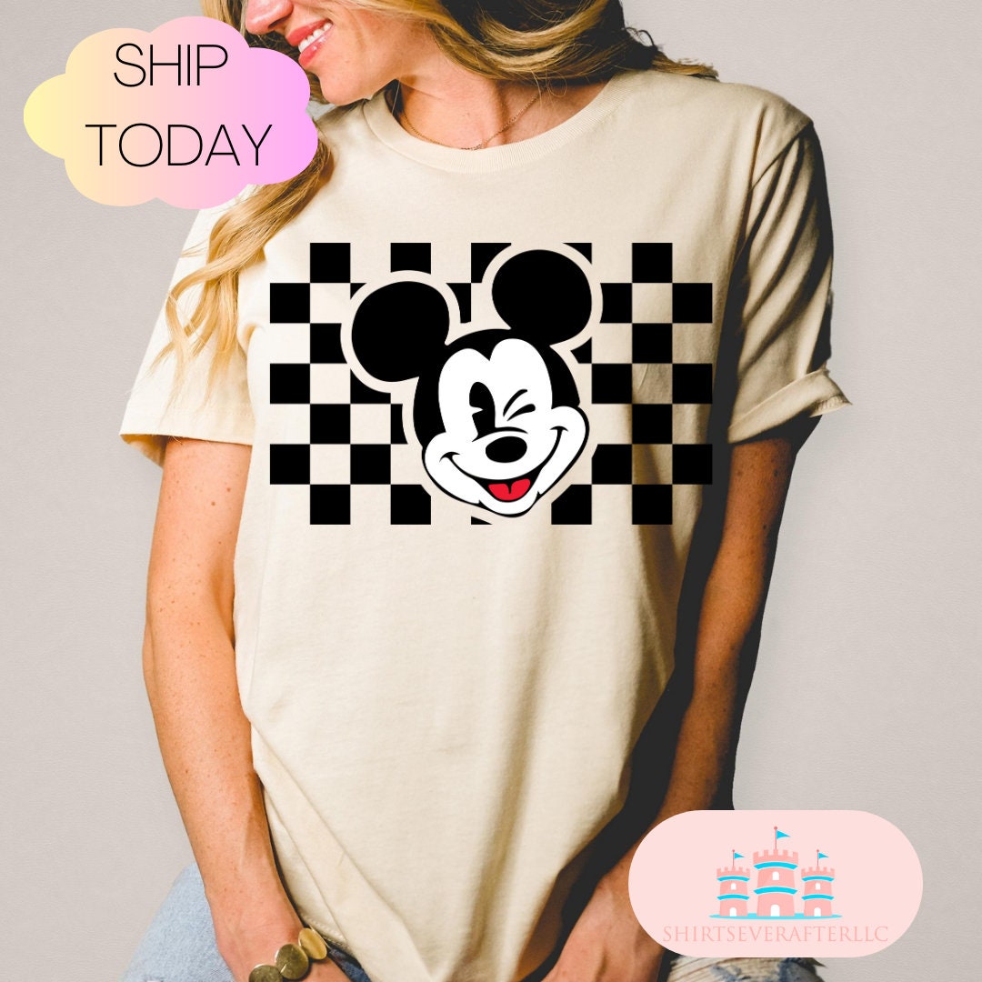 Disney Mickey Checkered Shirt, Vintage Mickey Shirt, Disney Mouse Shirt ...