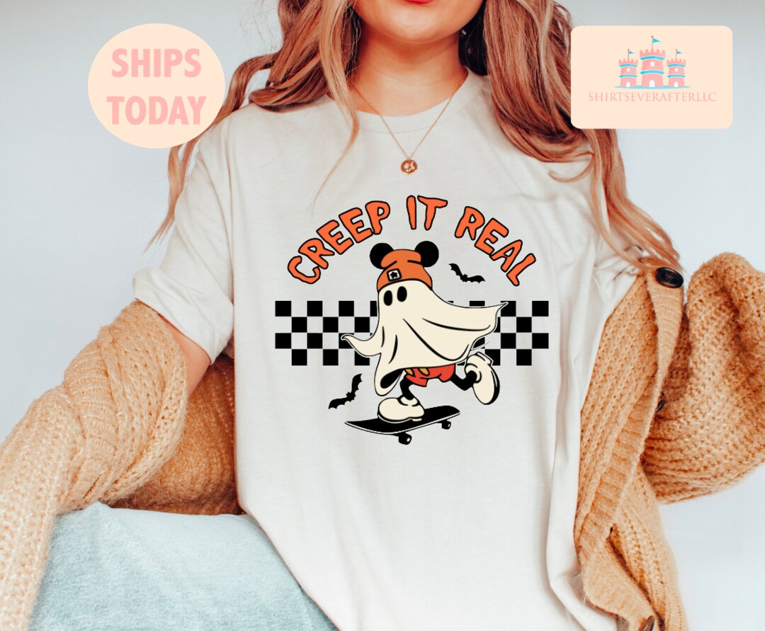 Mouse Ghost Spooky Season With Pumpkin Shirt, Cute Mouse Boo T-shirt ...