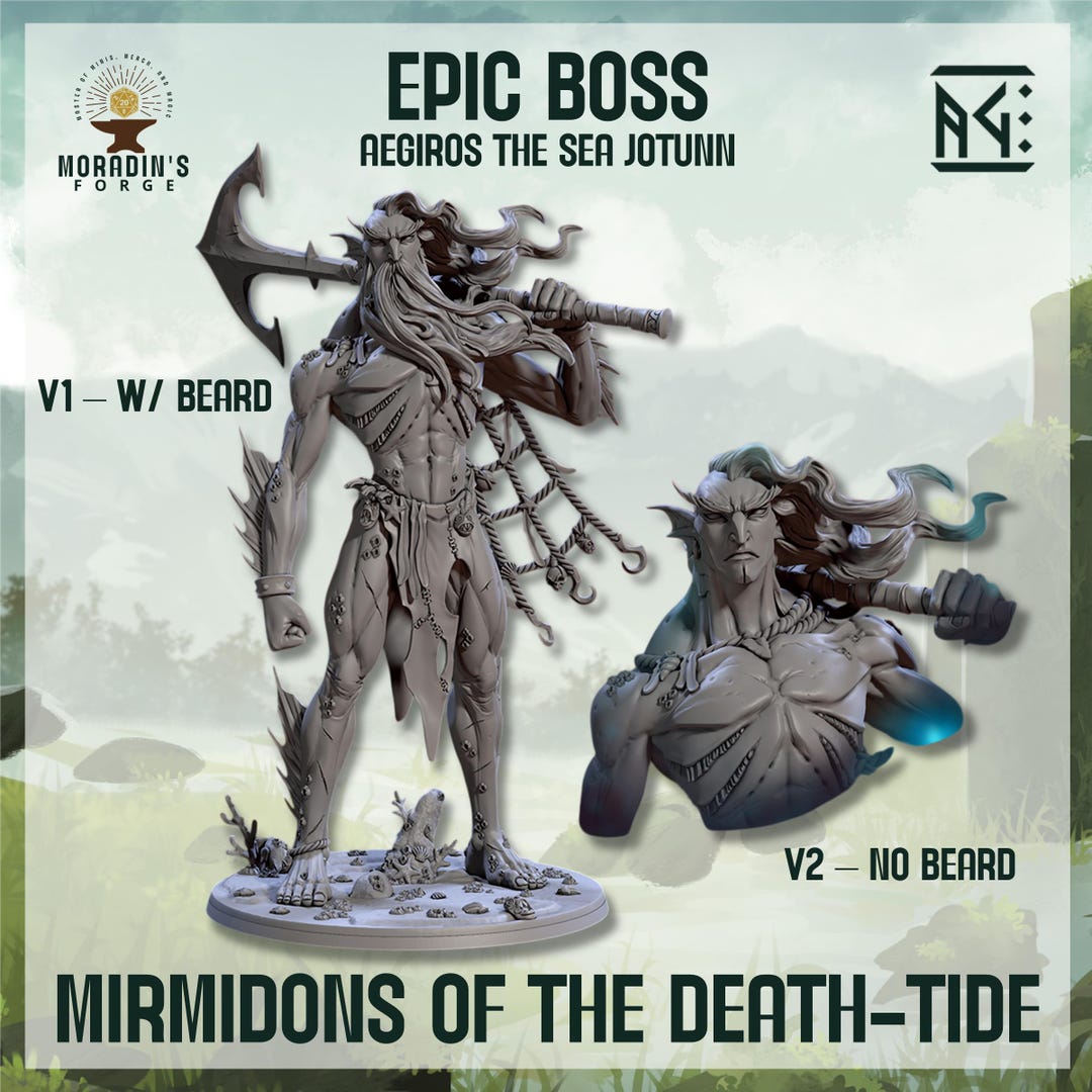 Aegiros, the Sea Jotunn (epic Boss, Giant, God, Colossus) - 3D Printed ...