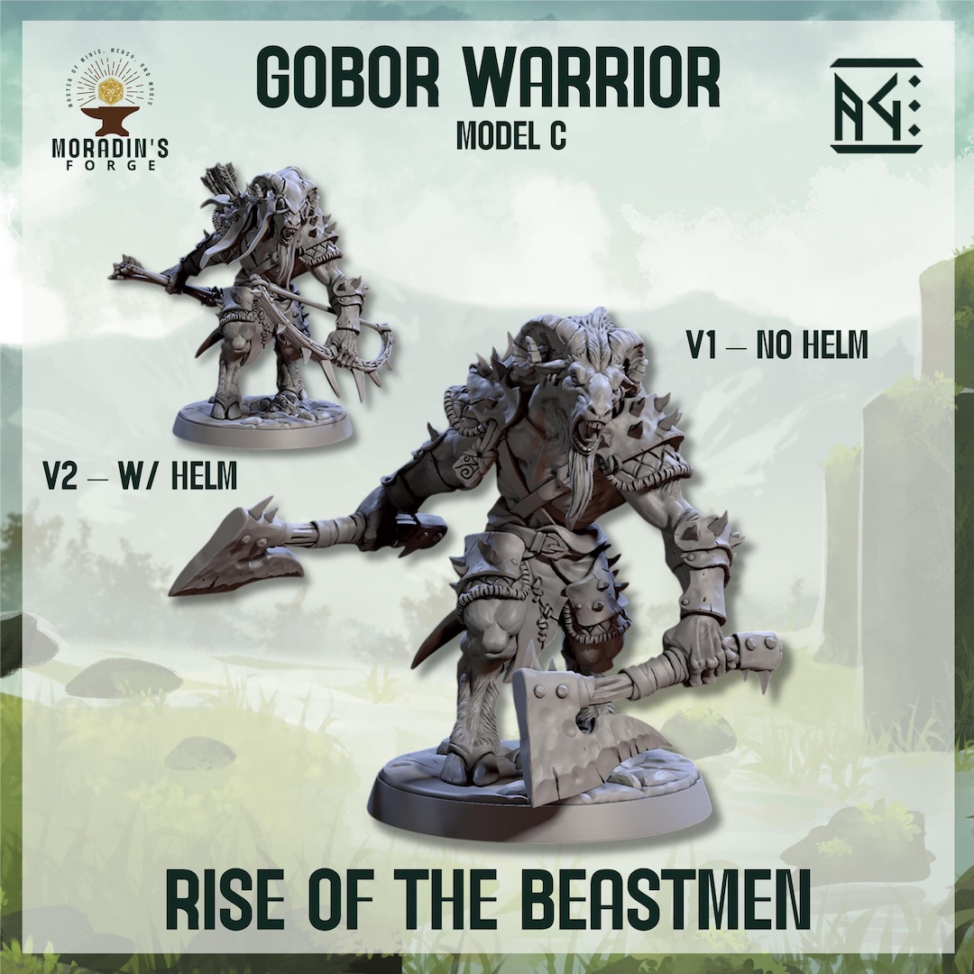 Gobor Warrior C (satyr, Uniox, Monster, Goatman) - 3D Printed Role Playing Miniature for D&D ...