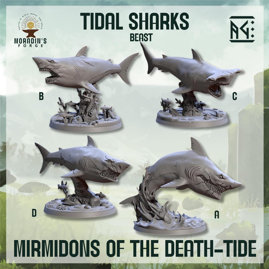 Tidal Shark (great White, Hammerhead, Bull, Beast) - 3D Printed Role ...