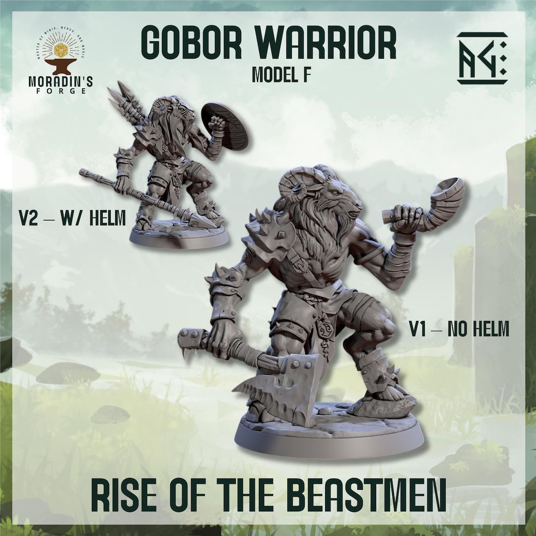 Gobor Warrior F (satyr, Uniox, Monster, Goatman) - 3D Printed Role Playing Miniature for D&D ...
