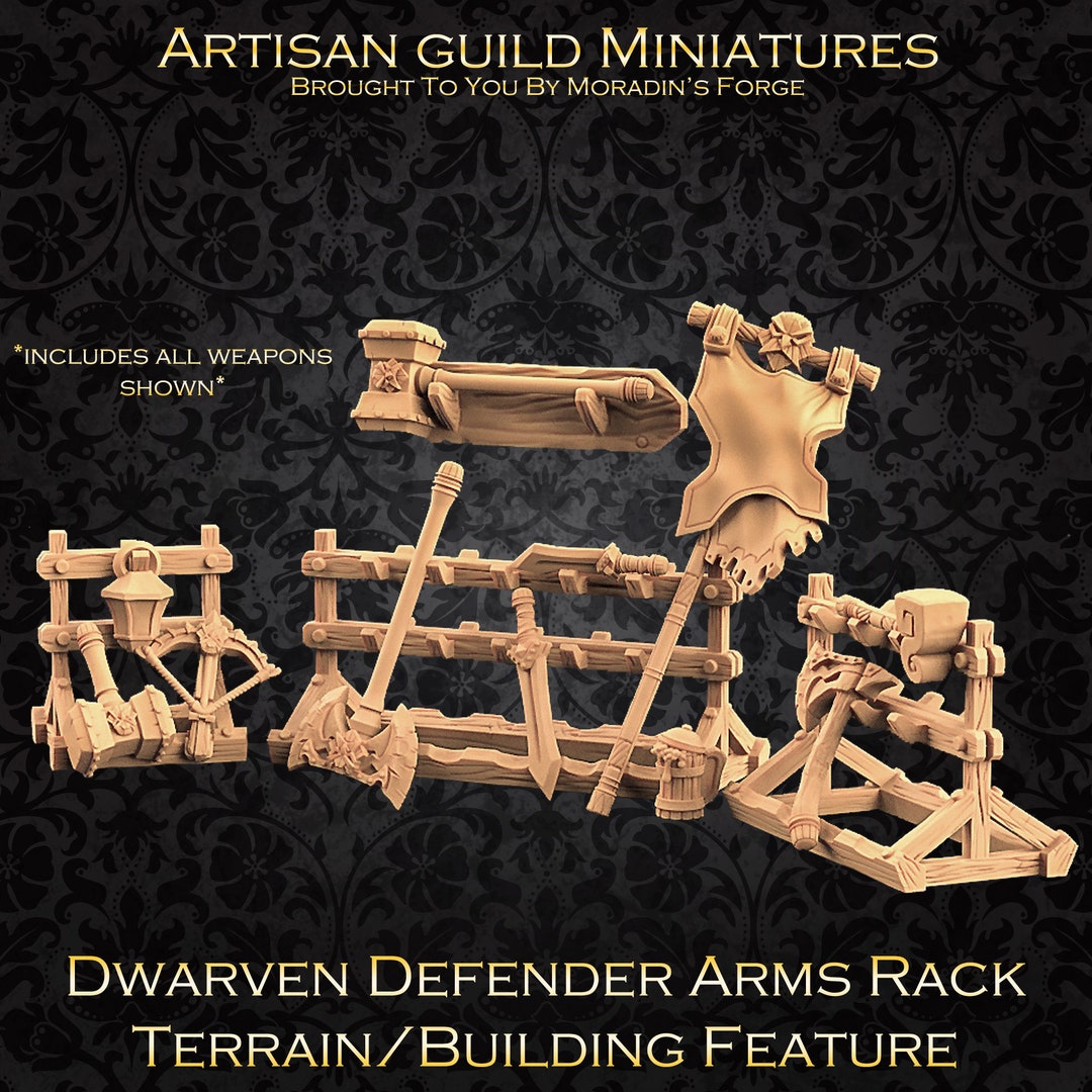 Dwarven Defender Arms Rack weapons, Props, Terrain, Building 3D Printed ...