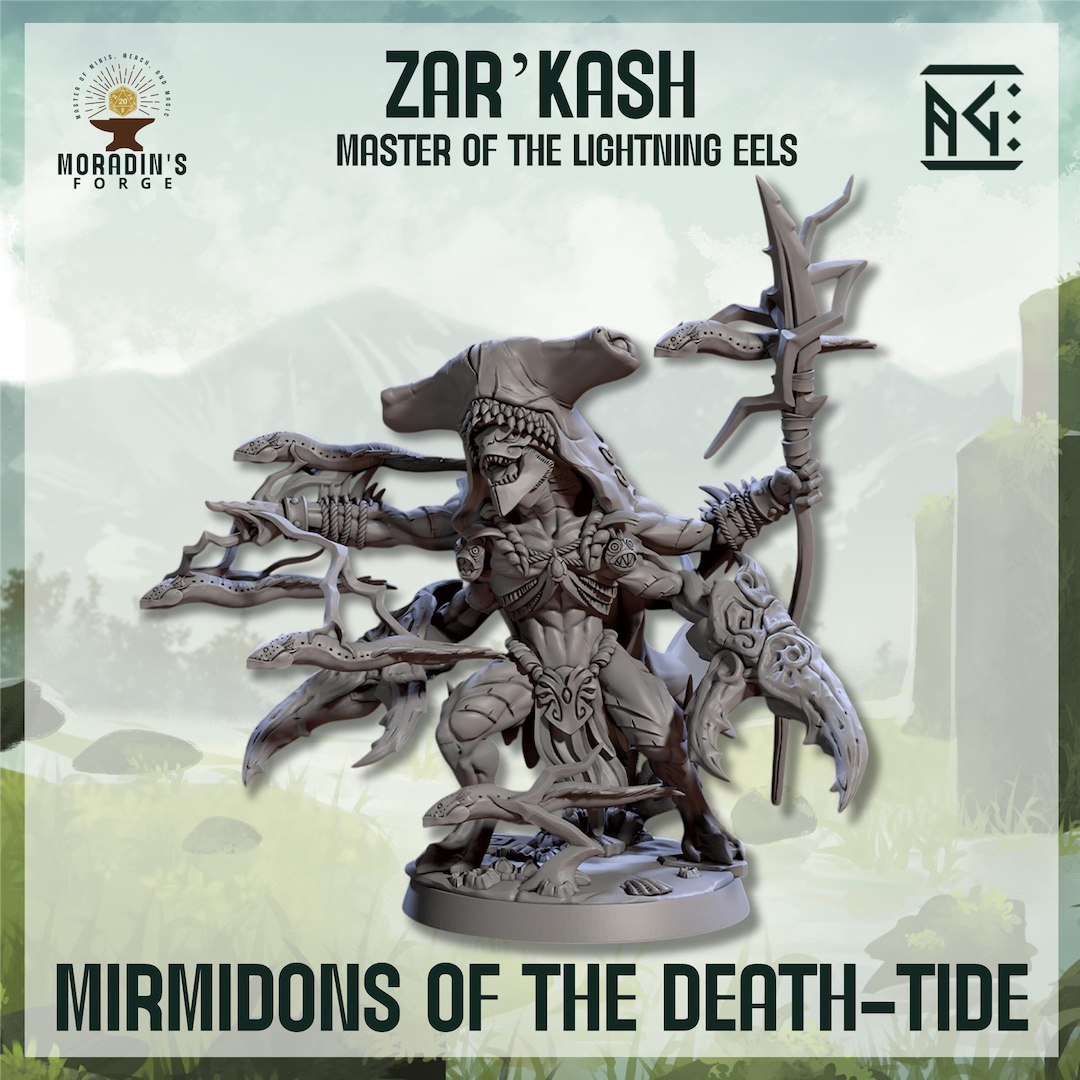Zar'kash, Master of Lightning Eels (merfolk, Changeling, Sahuagin) - 3D ...