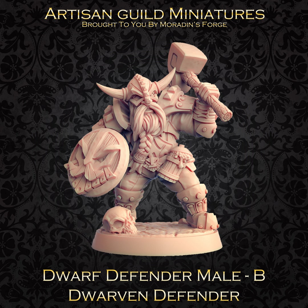 Dwarven Defender Male B (dwarf, Fighter, Paladin) - 3D Printed Role ...