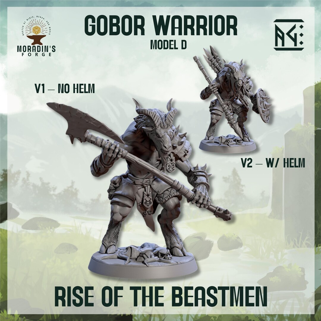 Gobor Warrior D satyr, Uniox, Monster, Goatman 3D Printed Role Playing Miniature for D&D ...
