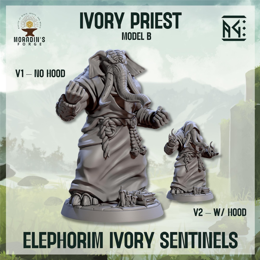 Ivory Priest Model B (loxodon, Elephant, Modular) - 3D Printed Role ...
