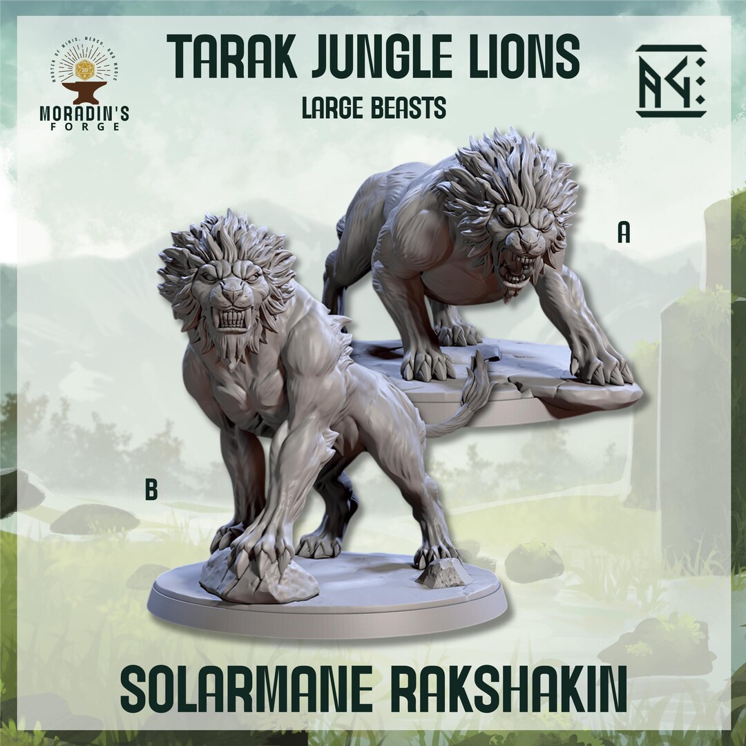 Tarak Jungle Lions (beast, Lion, Big Cat) - 3D Printed Role Playing ...