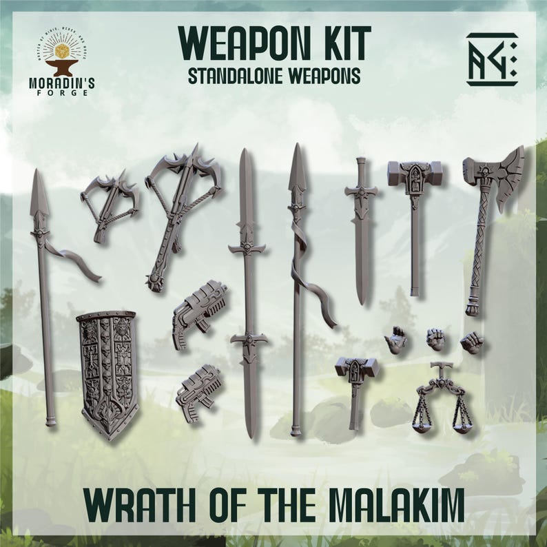 Wrath of the Malakim Weapon Kit (scatter, Prop, Building) - 3D Printed ...