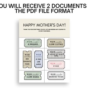 Simple Chores and Tasks Mother's Day Coupon Book From Kids | Printable ...