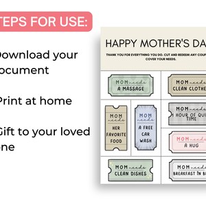Simple Chores and Tasks Mother's Day Coupon Book From Kids | Printable ...