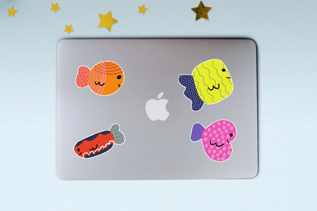 CUTE TROPICAL FISH Sticker Pack | 4 Weather Proof Stickers | Glossy ...