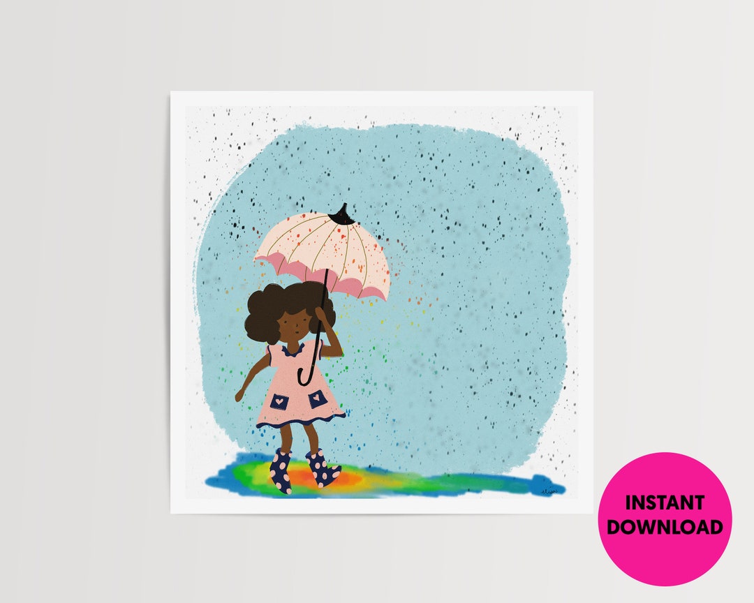 Rainbow Rain Art Printable | Printable | Digital Download | Little Girl ...