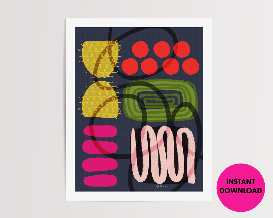 Big Fun Art Printable | Printable | Digital Download | Blue and Pink ...