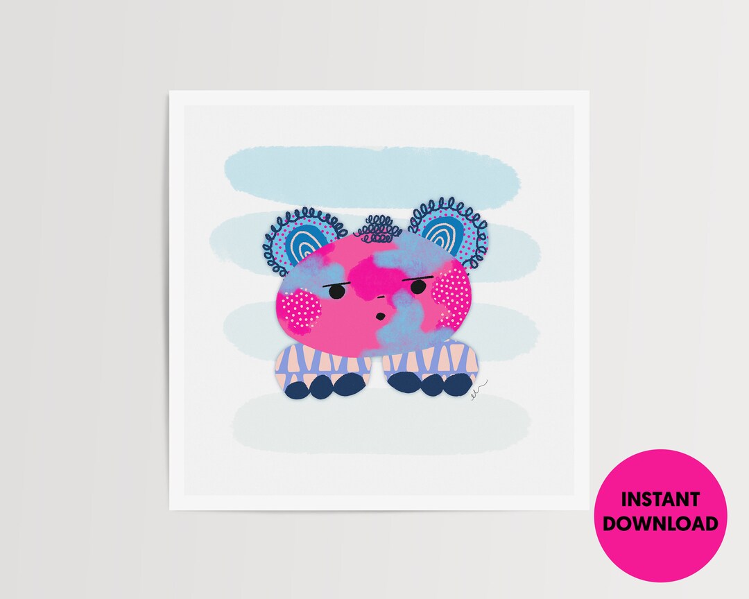 Meh Bear Art Printable | Printable | Digital Download | Cute Kids Art ...