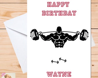 Muscle Birthday Card | Etsy UK
