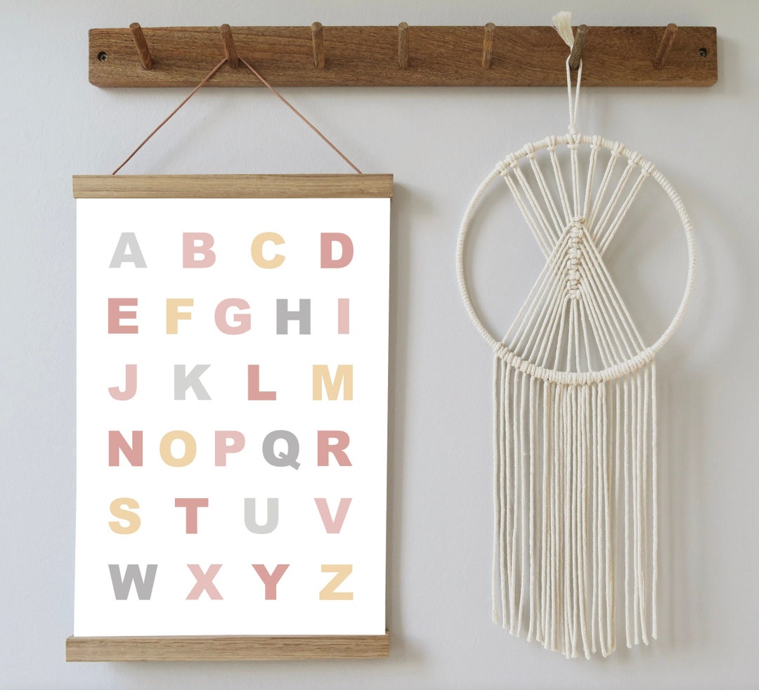 ABC Capital Letters Pink Yellow / the Alphabet / Print in - Etsy