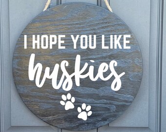 Front Door Decor Welcome Sign Wood Sign Siberian Husky Front Door Sign ...