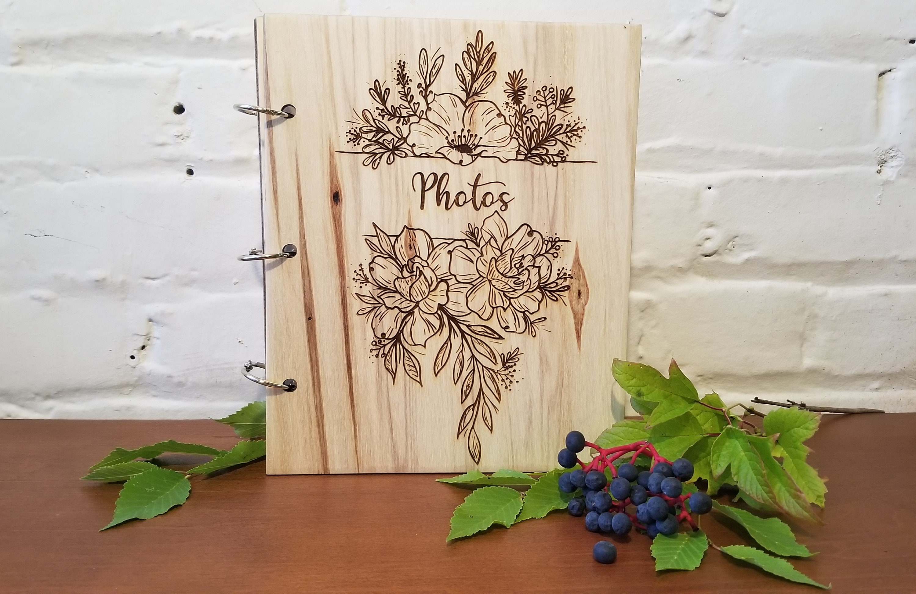 Personalized Engraved Handmade Wood Photo Album with Photo | Etsy