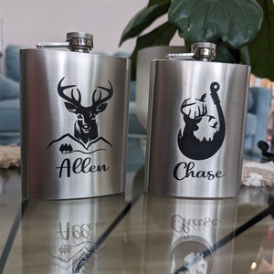 Custom Engraved Flask / Personalized Hunting & Fishing Design - Etsy