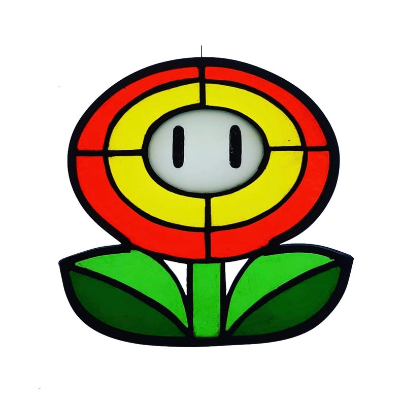Mario Inspired Stained Glass Pattern Fire Flower - Etsy Ireland
