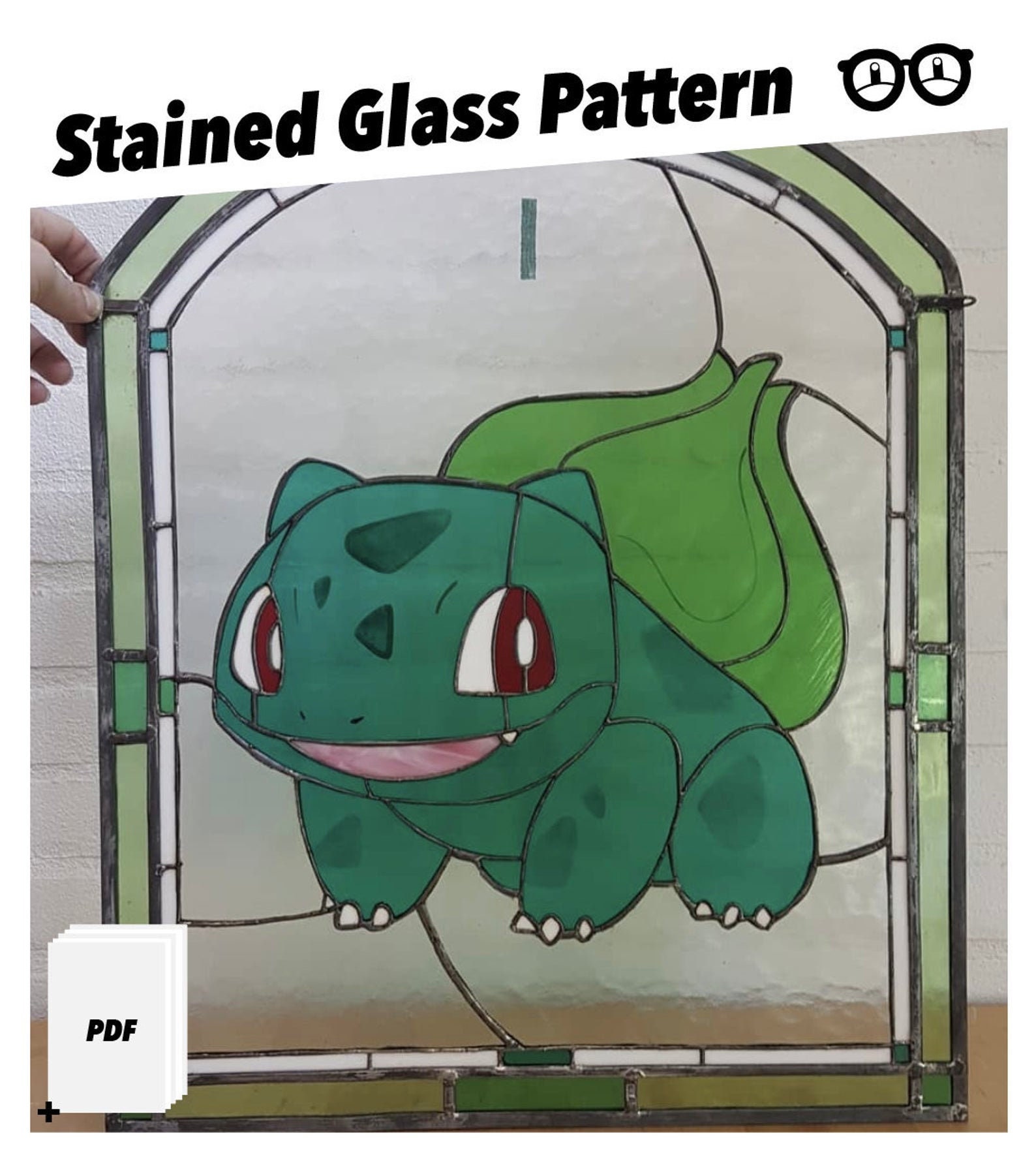 Bulbasaur Inspired Stained Glass Pattern - Etsy