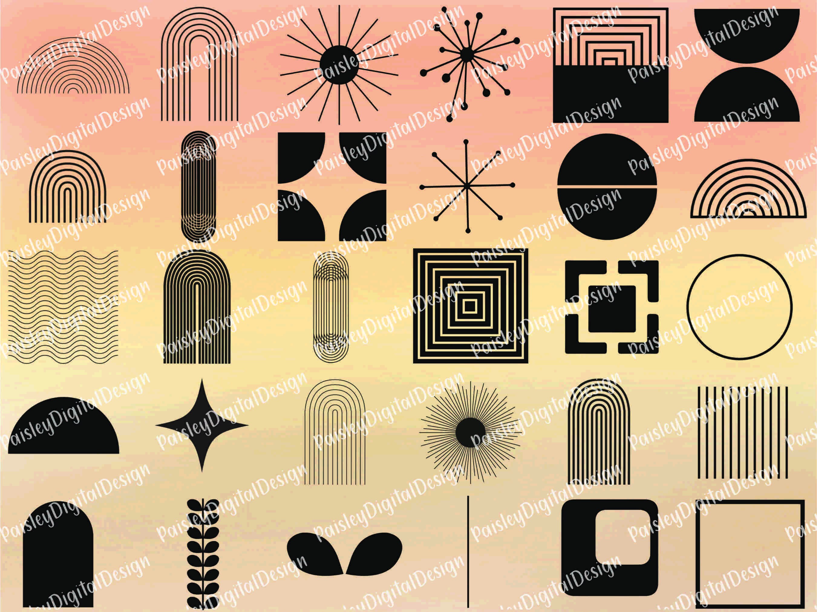 Formas modernas de meados do século svg, Formas retrô svg, Designs ...