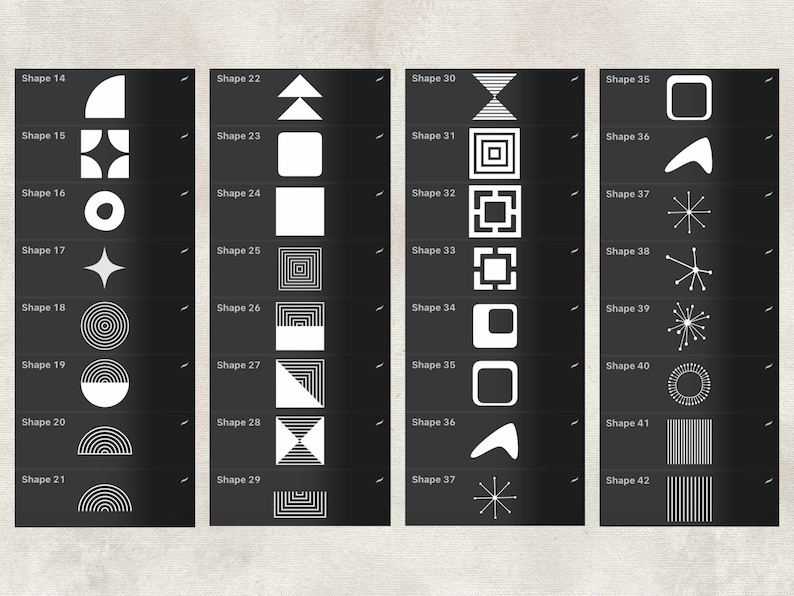 Retro Procreate Stamp Bundle, Geometric Shape Procreate Stamps, Boho ...