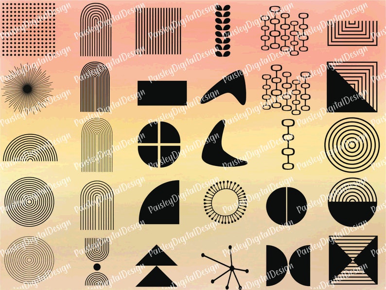 Mid Century Modern Shapes Svg, Retro Shapes Svg, Minimalist Svg Designs ...