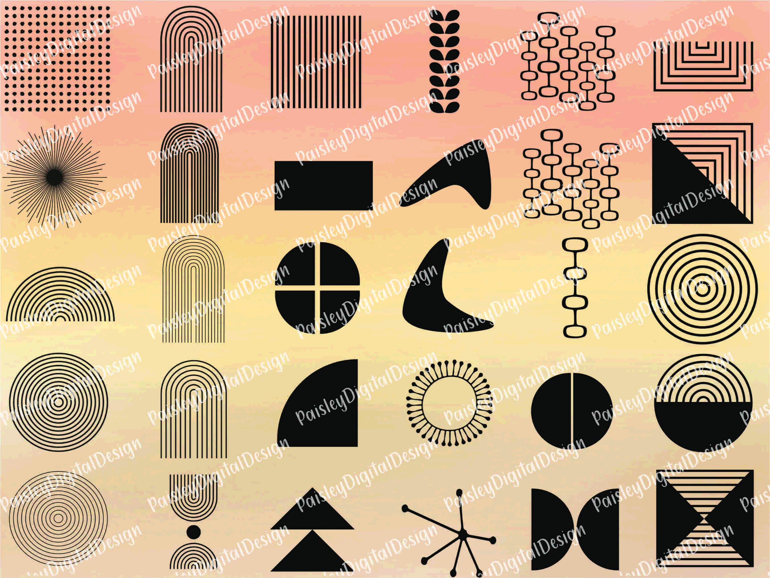 Formas modernas de meados do século svg, Formas retrô svg, Designs ...