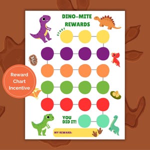 Dinosaur Reward Chart for Children, Printable Download - Etsy
